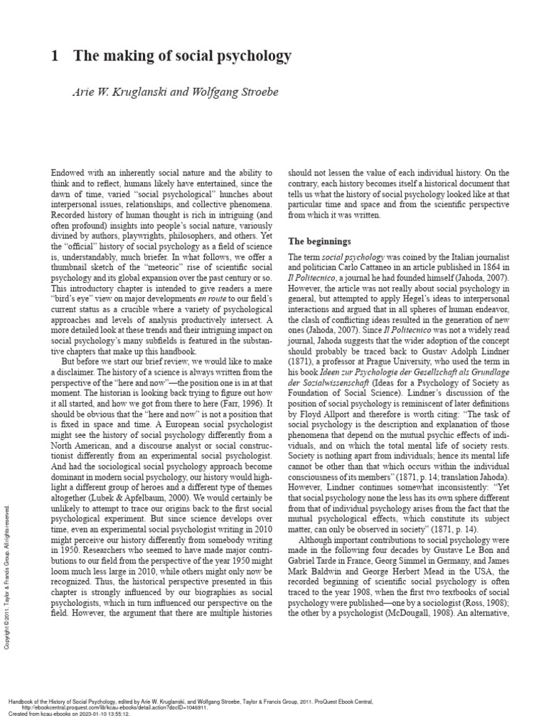 The History of Social Psychology - Assg12 | PDF | Psychology | Social ...