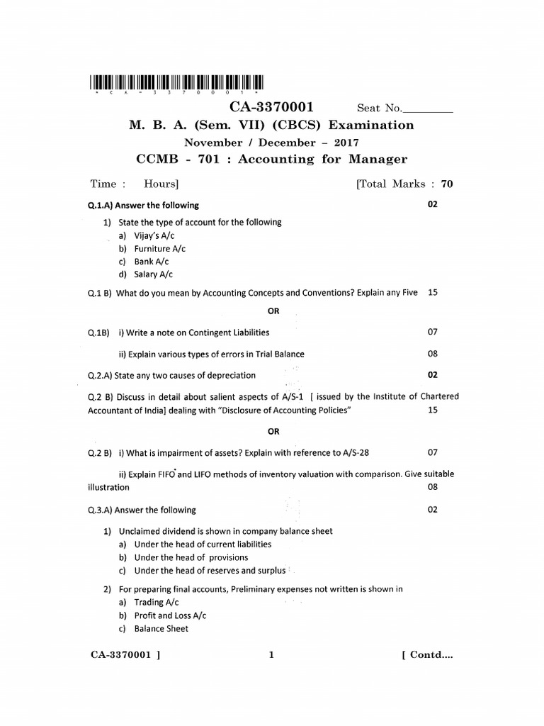 Account Mba Paper | PDF