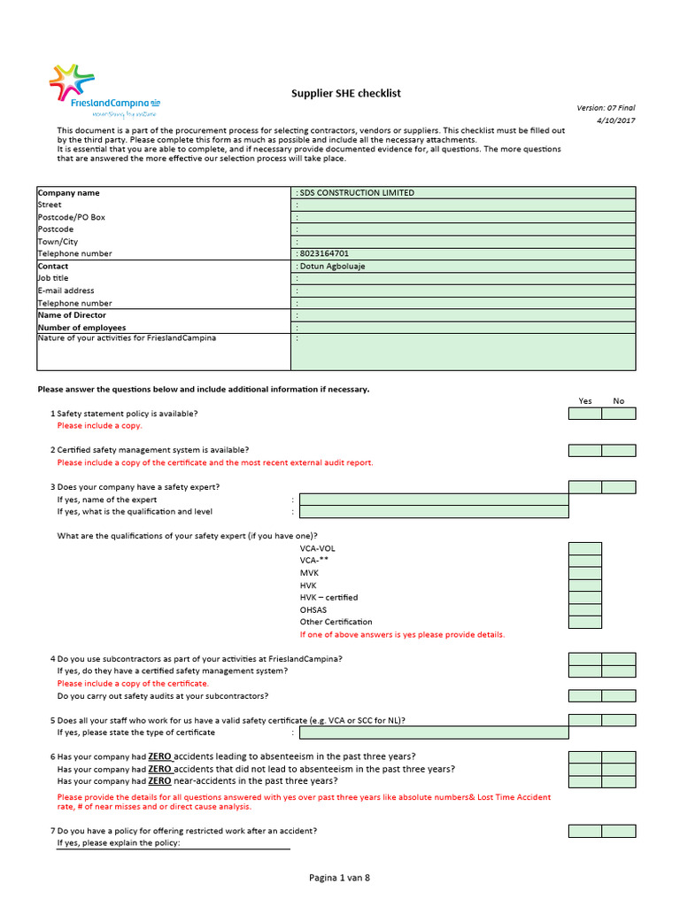 App SHE Checklist | PDF