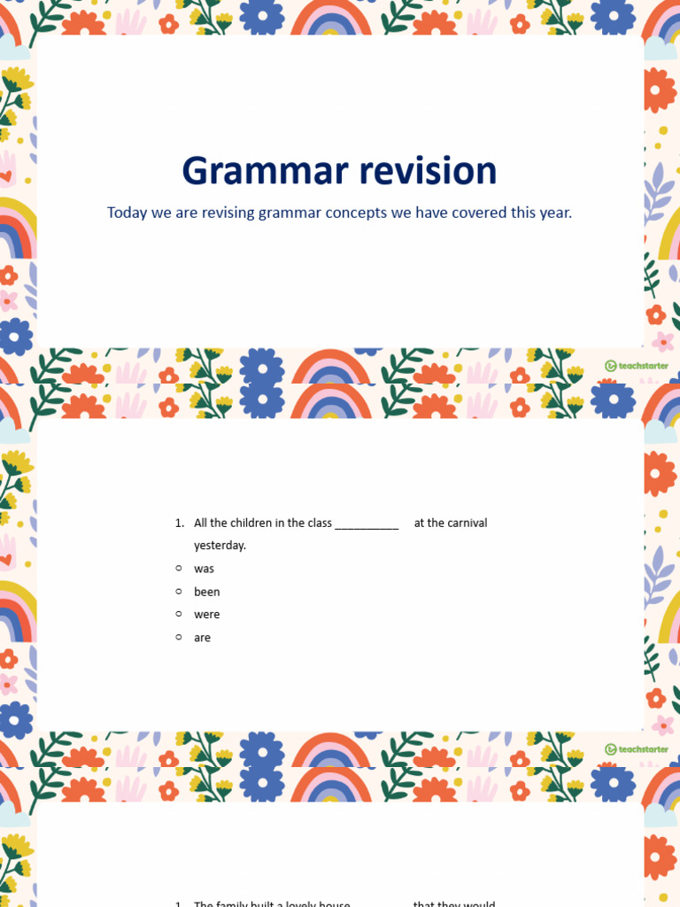 Grammar Revision: Today We Are Revising Grammar Concepts We Have ...