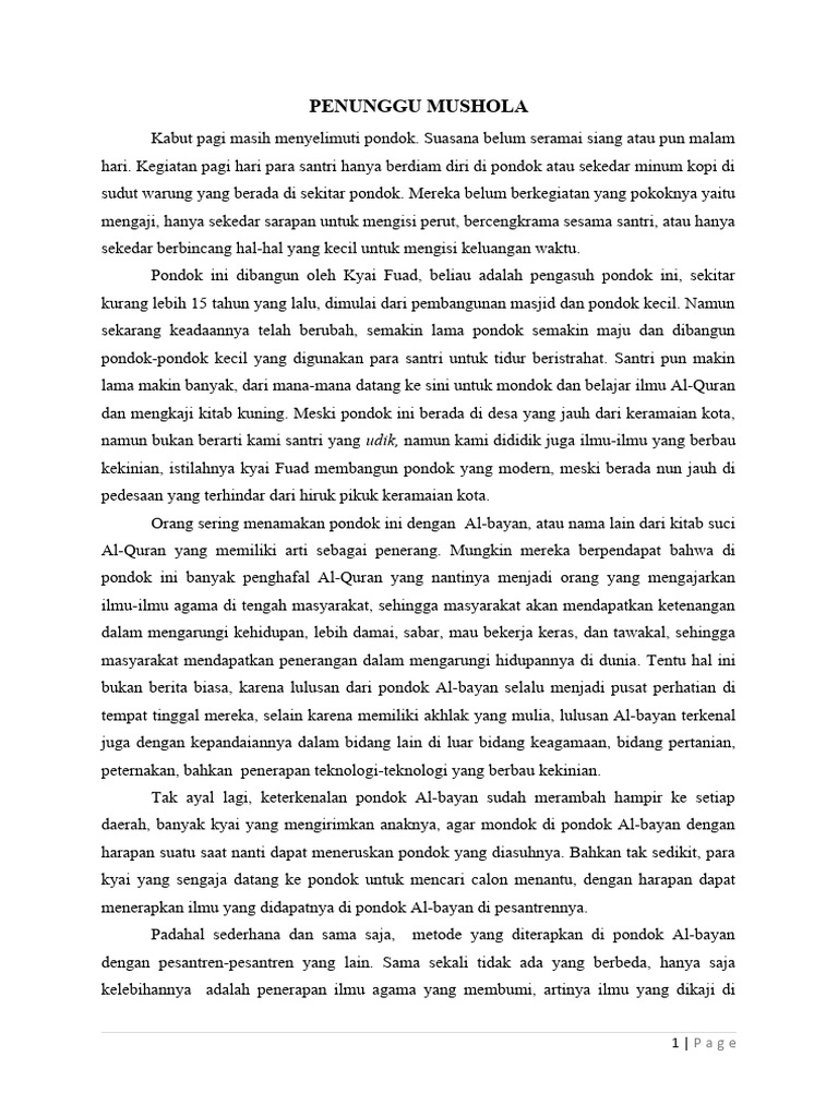 Penunggu Mushola | PDF