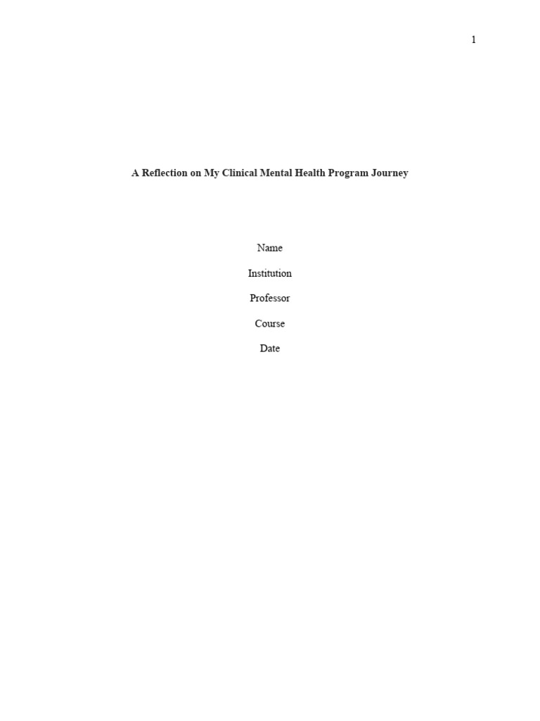 Clinical Mental Health Journey Reflection | PDF | Mental Health ...