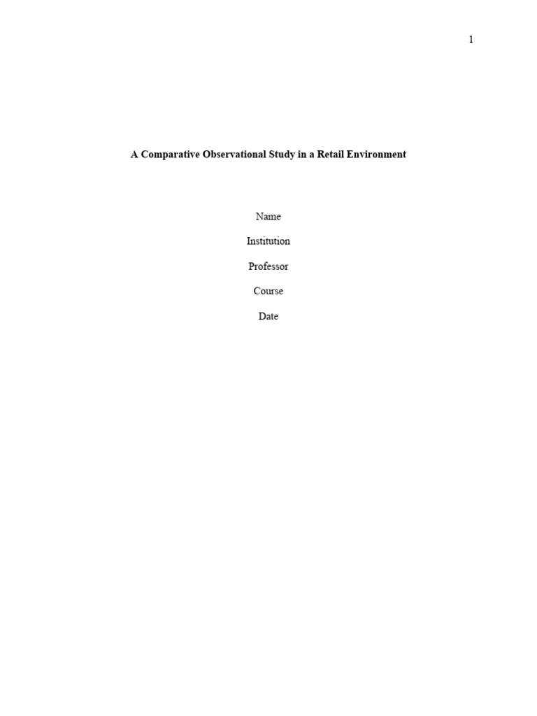 A Comparative Observational Study in A Retail Environment | PDF ...