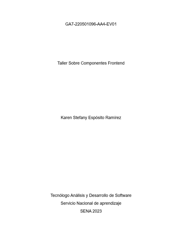 Taller Componentes Fronend - Karen Esposito | PDF | Modelo de objeto de ...