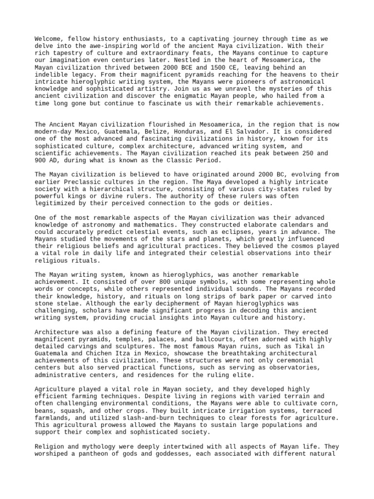 Mayan Civilization | PDF | Maya Civilization | Mesoamerica