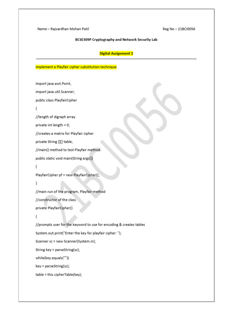 21bci0056 VL2023240503640 Ast01 | PDF | Cipher | Security Engineering