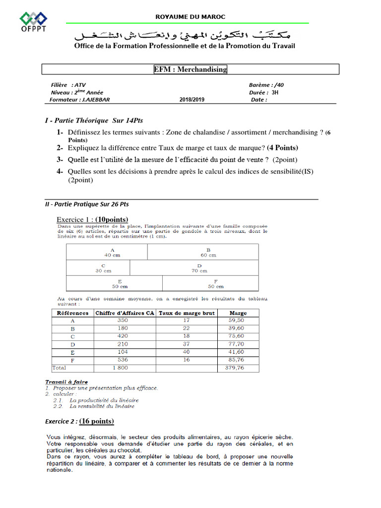 EFM V1 Merchandising OFPPT | PDF
