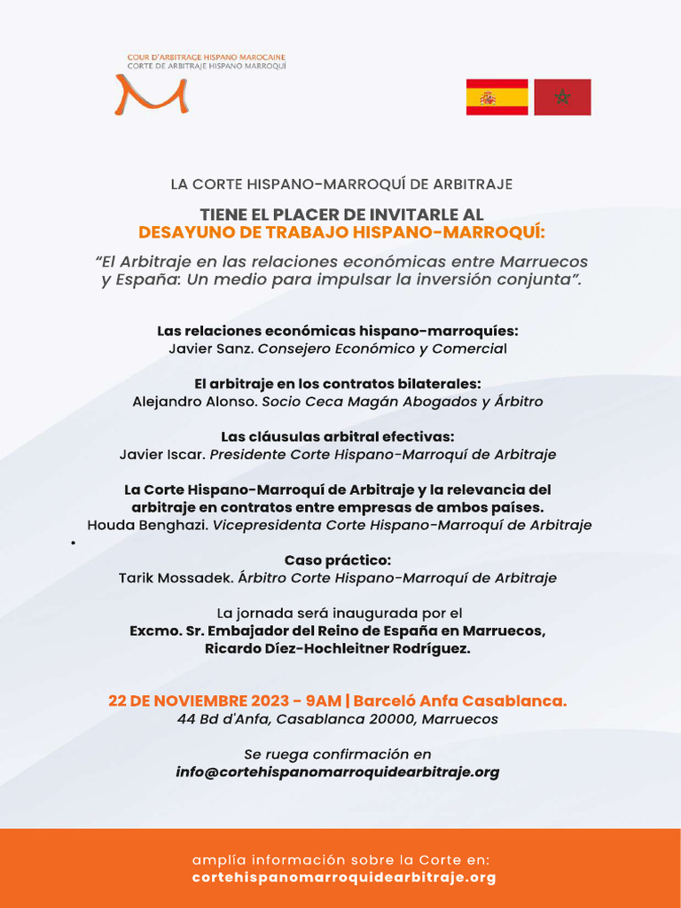 Invitacion Desayuno Corte Hispano Marroqui 22N | PDF