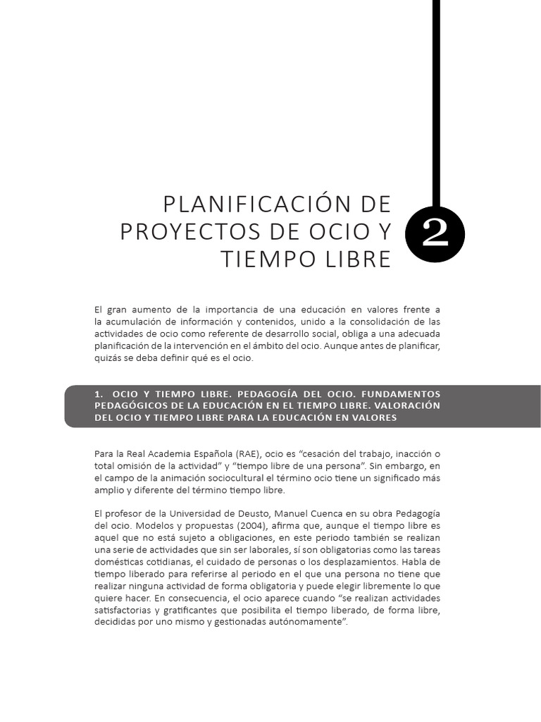 Tema 2. Planificación de Proyectos de Ocio y Tiempo Libre | PDF | Invalidez | Inclusión (Educación)