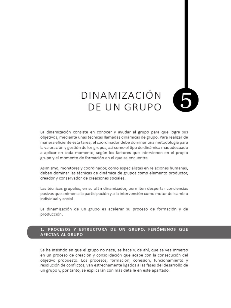 Tema 5. Dinamización de Un Grupo | PDF | Cohesión grupal | Liderazgo