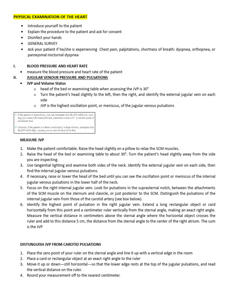 Physical Examination of The Heart | PDF | Pulse | Vein
