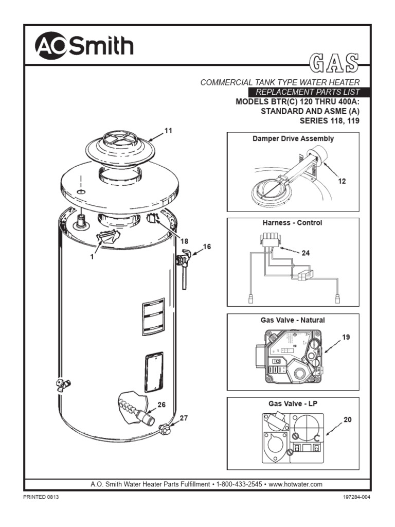 BTR 154 118 Partlist | PDF | Thermostat | Water Heating
