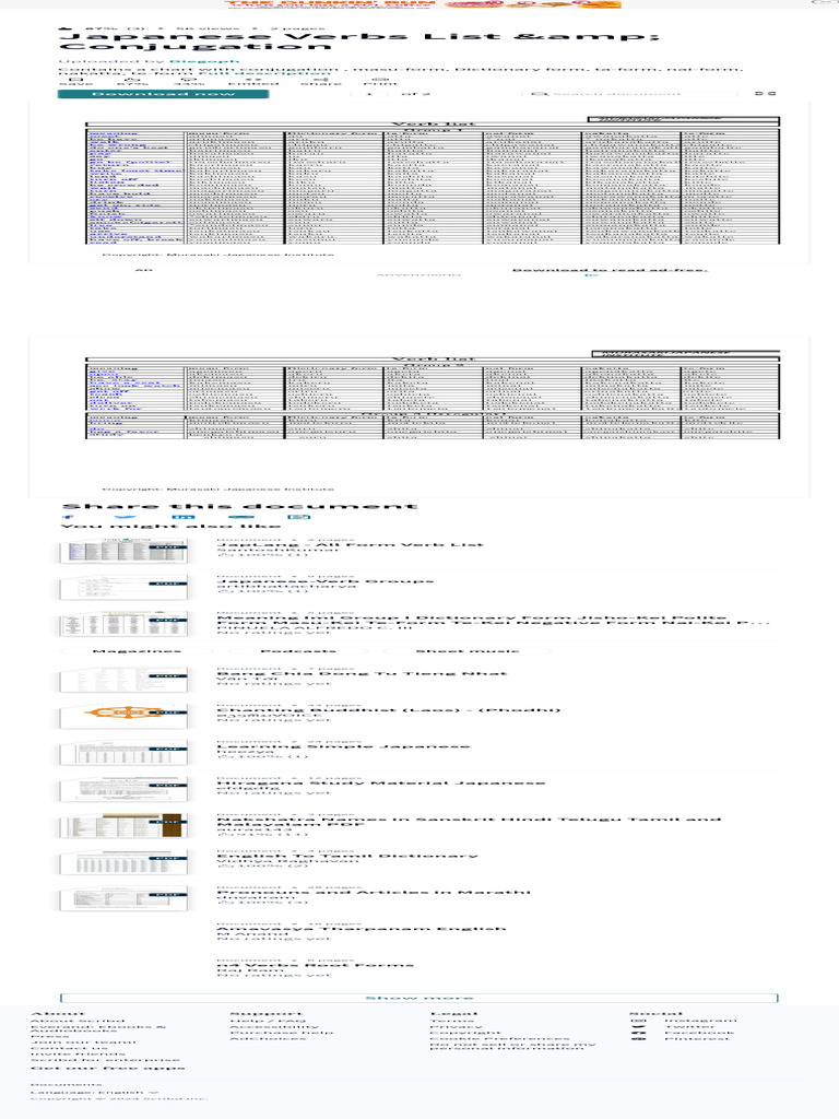 Japanese Verbs List & Conjugation PDF Onomastics Syntax | PDF