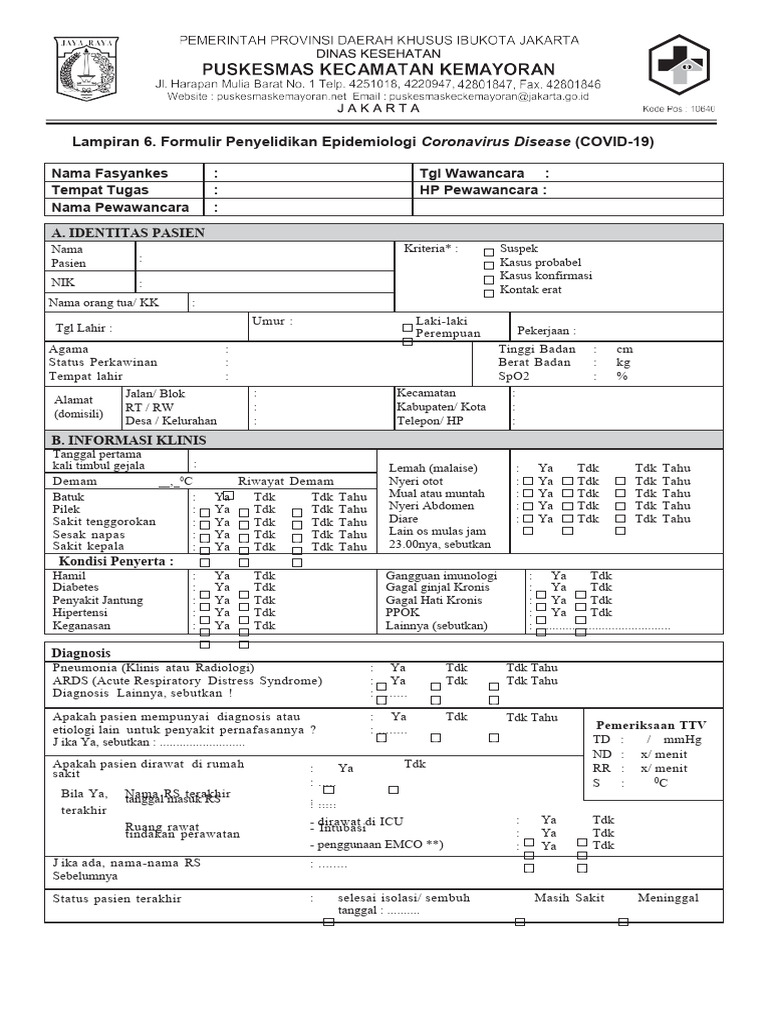 Form PE Penyelidikan Epidemiologi | PDF