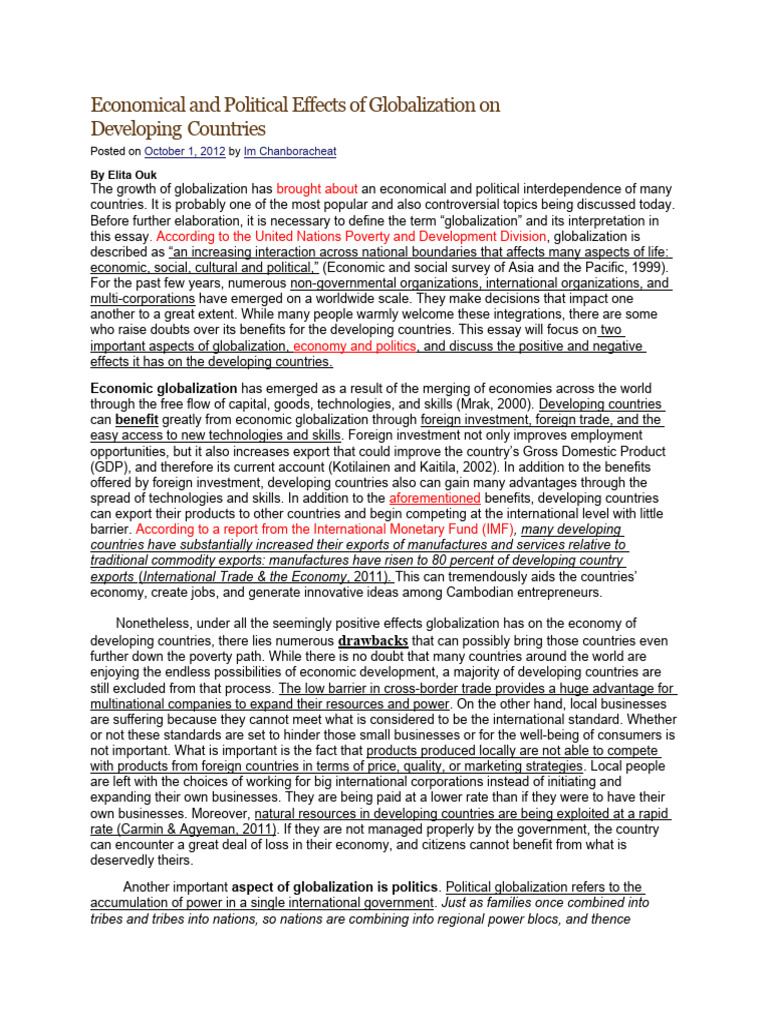 Globalization's Impact on Developing Nations | PDF | Globalization ...