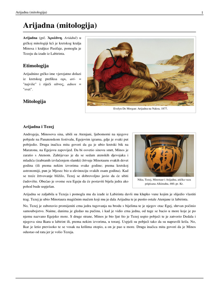 Arijadna (Mitologija) | PDF
