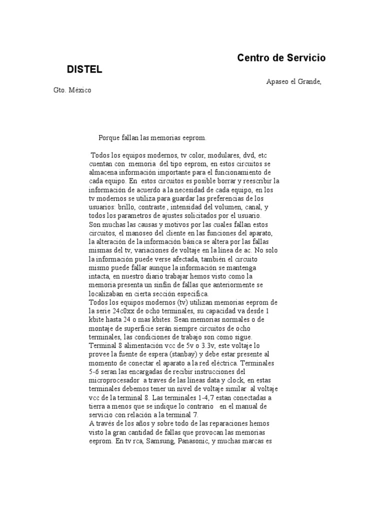 Fallas Comunes en Memorias EEPROM | PDF | Terminal de computadora | Memoria