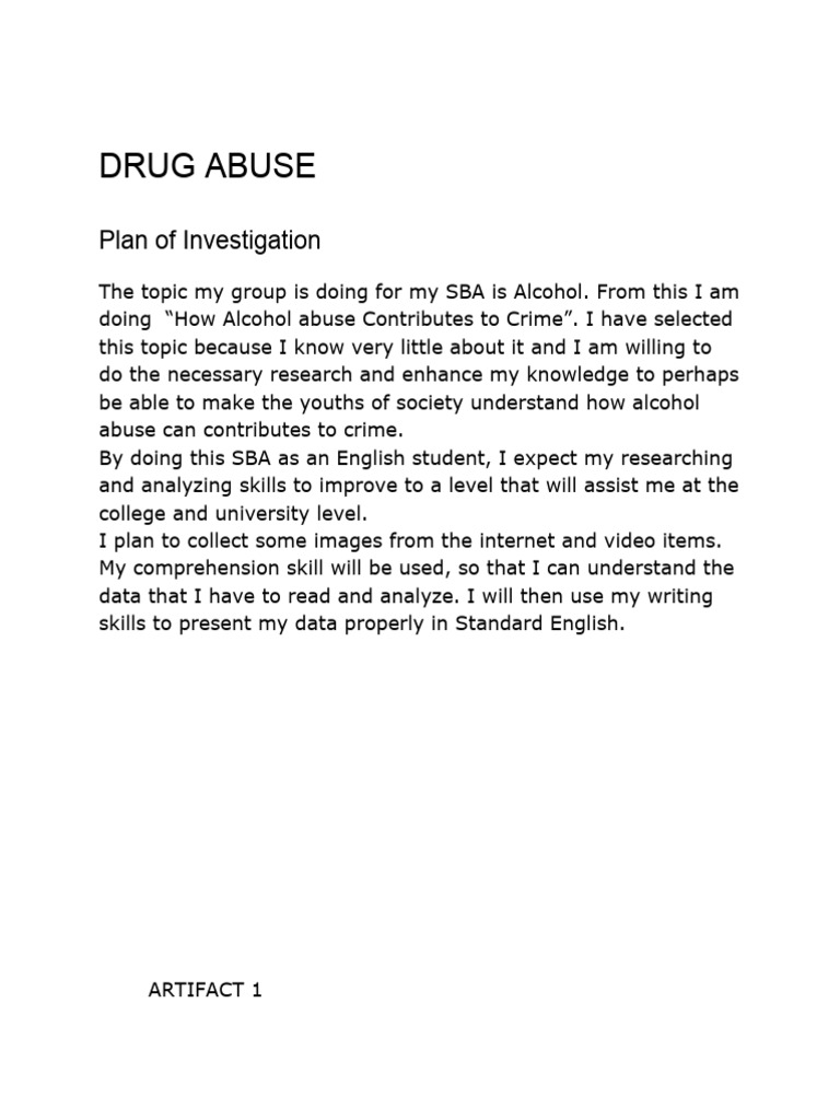 DRUG ABUSE English sba | PDF