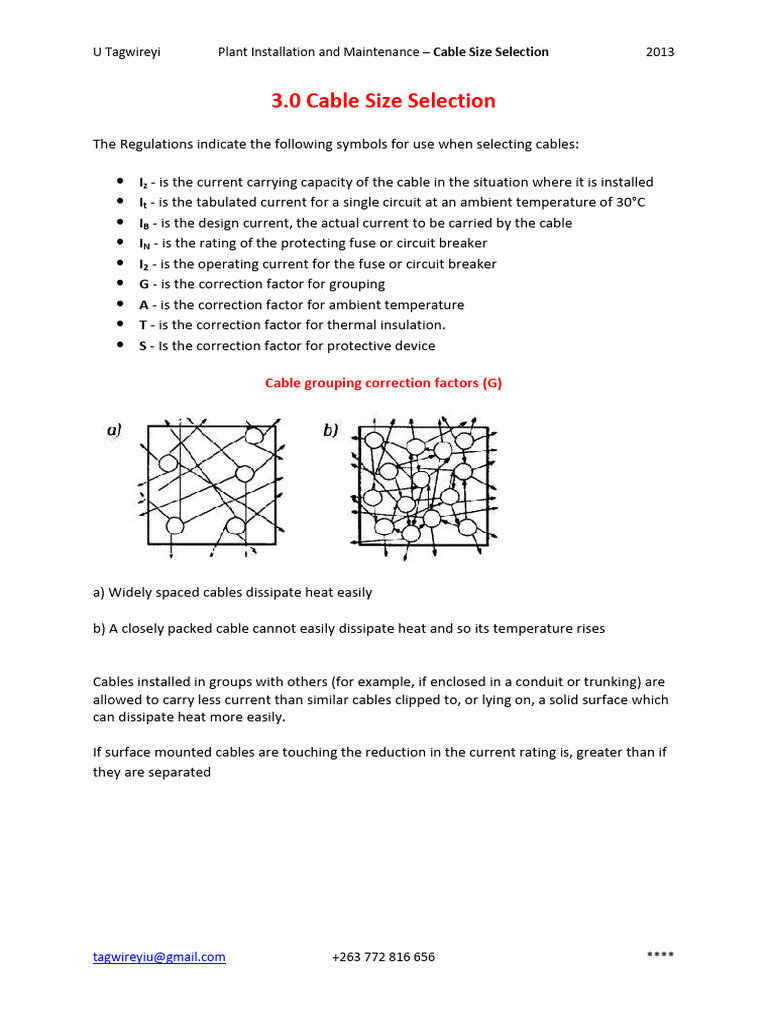 Cable Size Selection - Student Version | PDF | Fuse (Electrical ...