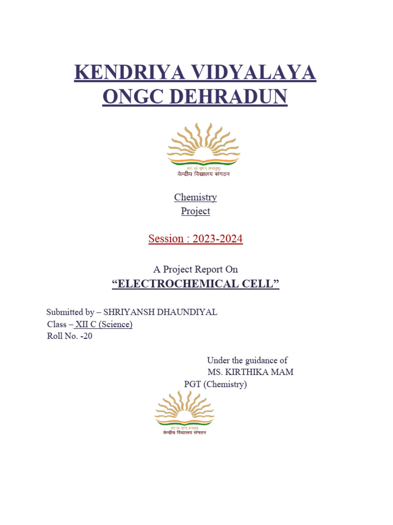Class 12 Chemistry Project | PDF | Electrochemistry | Redox