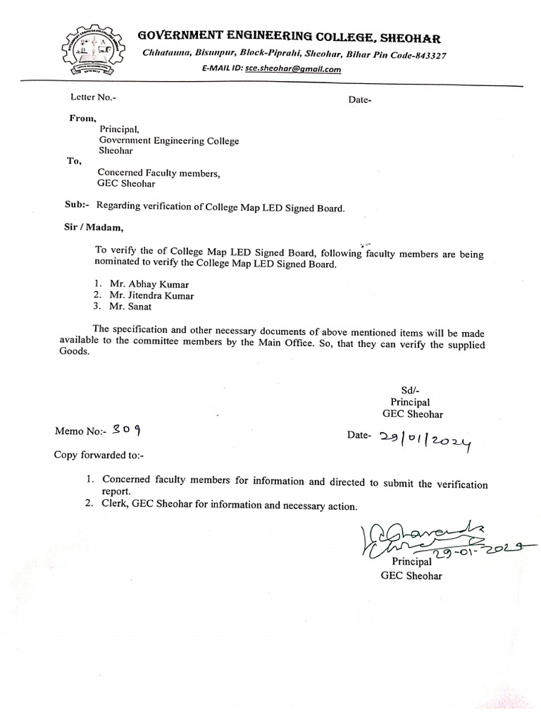 Verification of College Map Signed Board | PDF