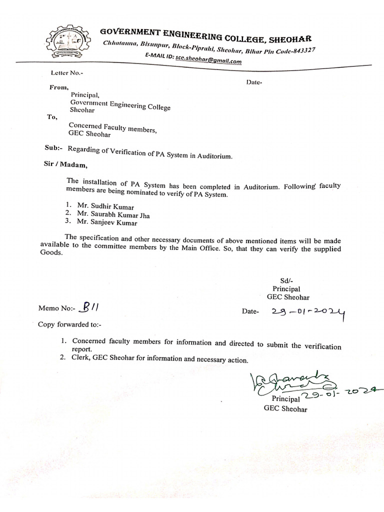 Verification of Pa System in Auditorium | PDF