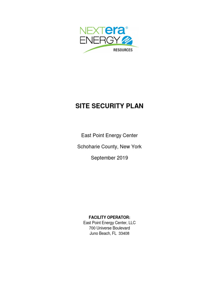 Site Security Plan: East Point Energy Center Schoharie County, New York September 2019 ...