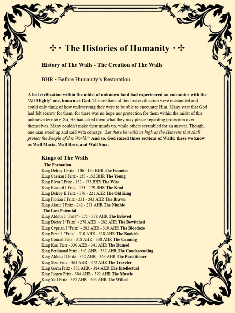 The Histories of Humanity (AOTP 4th Lore) | PDF | Constitution | Invention