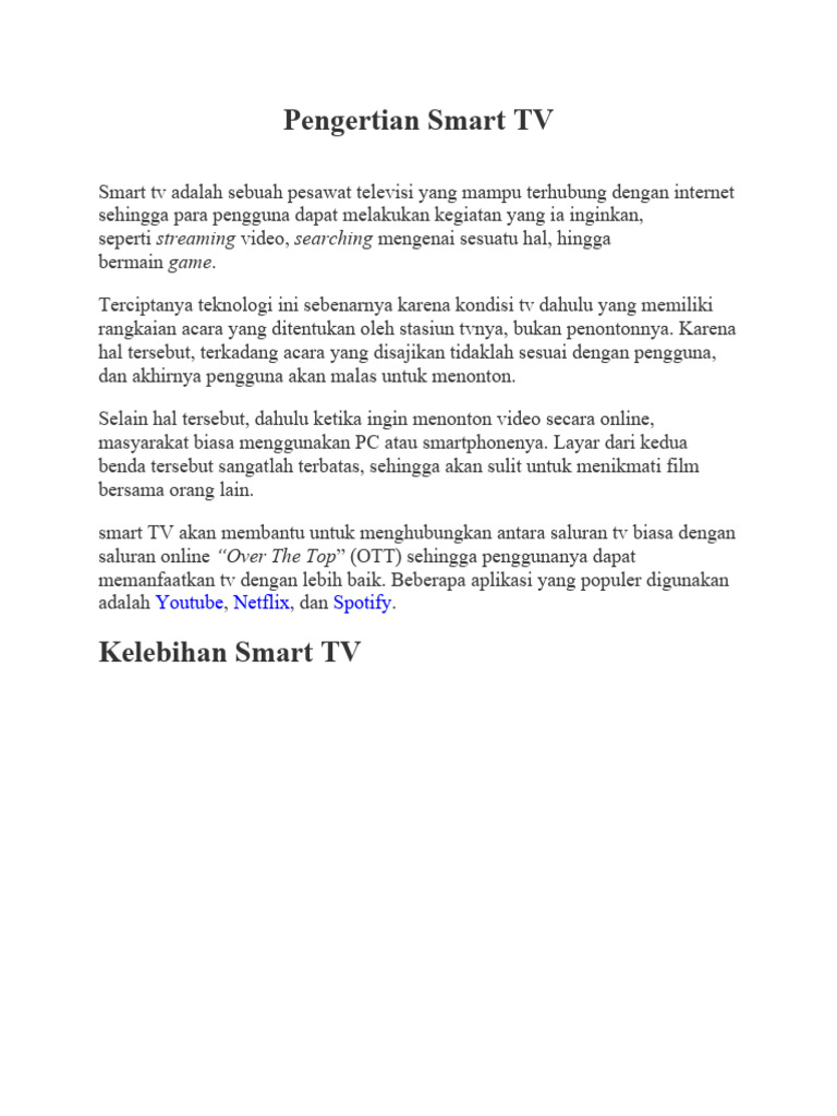 Pengertian Smart TV | PDF