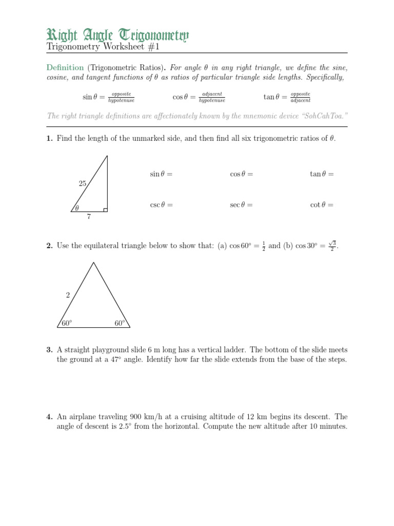 Right Angle Trigonometry | Download Free PDF | Trigonometric Functions ...