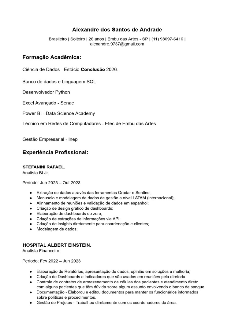 CV Alexandre Andrade | PDF