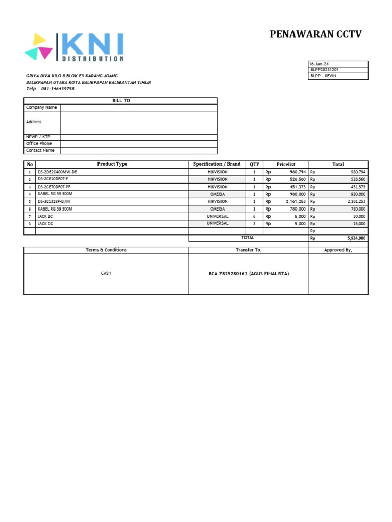 Penawaran CCTV 2024 | PDF