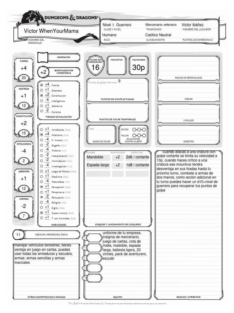 Personaje Victor Final | PDF