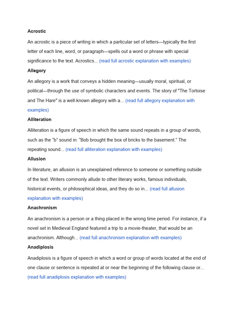 List of All Literary Devices - For IGCSE and IB | PDF | Poetry | Metre ...