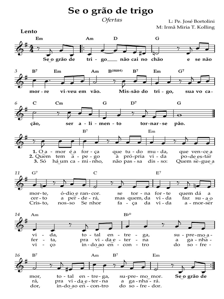 Se o Grão de Trigo Melodia Tablet - Partitura Completa | PDF