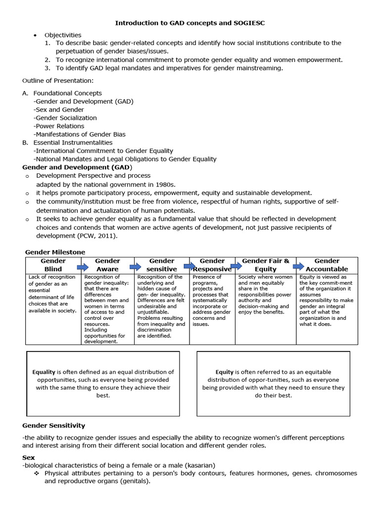 Introduction To GAD Concepts and SOGIESC (Updated) | PDF | Gender ...