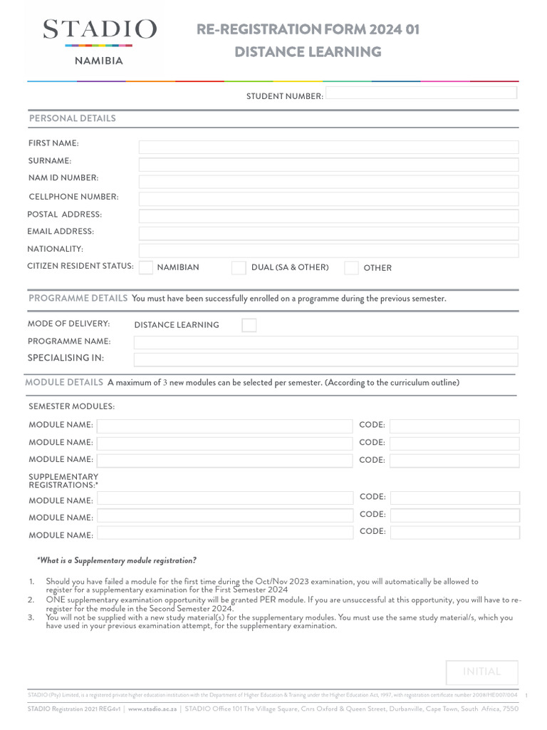 Nam - Registration Form Nambia | PDF