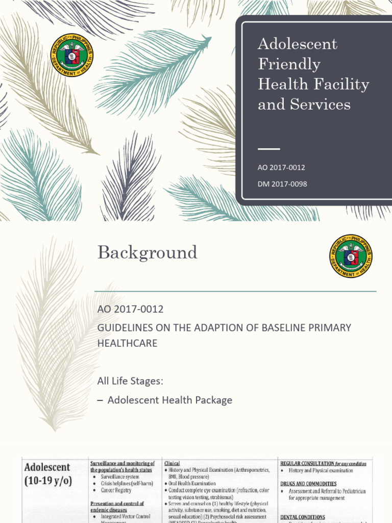 Adolescent-Friendly Health Facility Guidelines | PDF