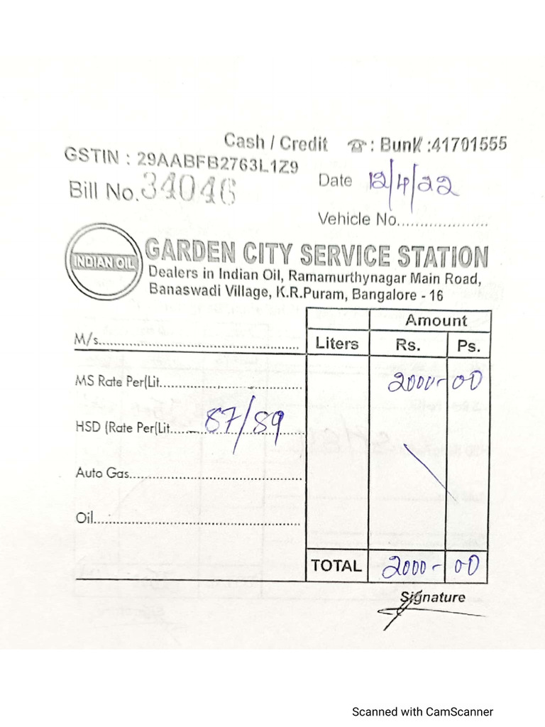 Petrol Bill | PDF