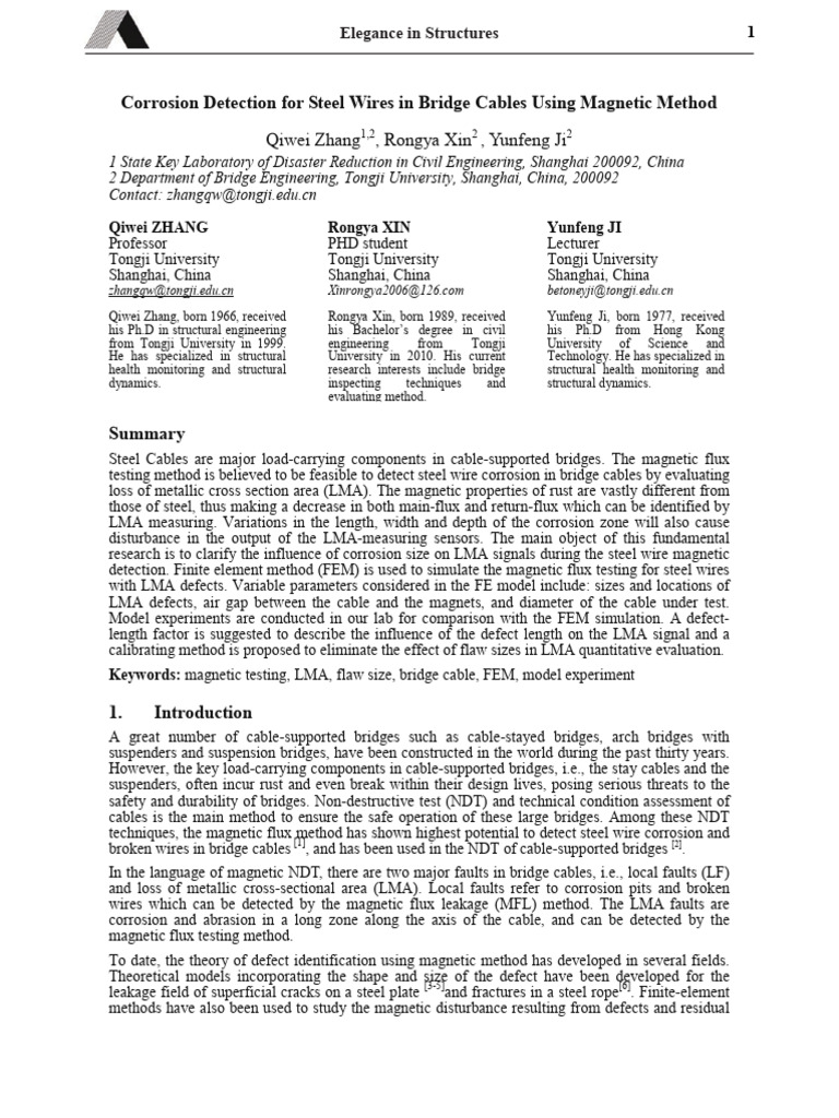 Corrosion Detection For Steel Wires In Bridge Cables Using Magnetic