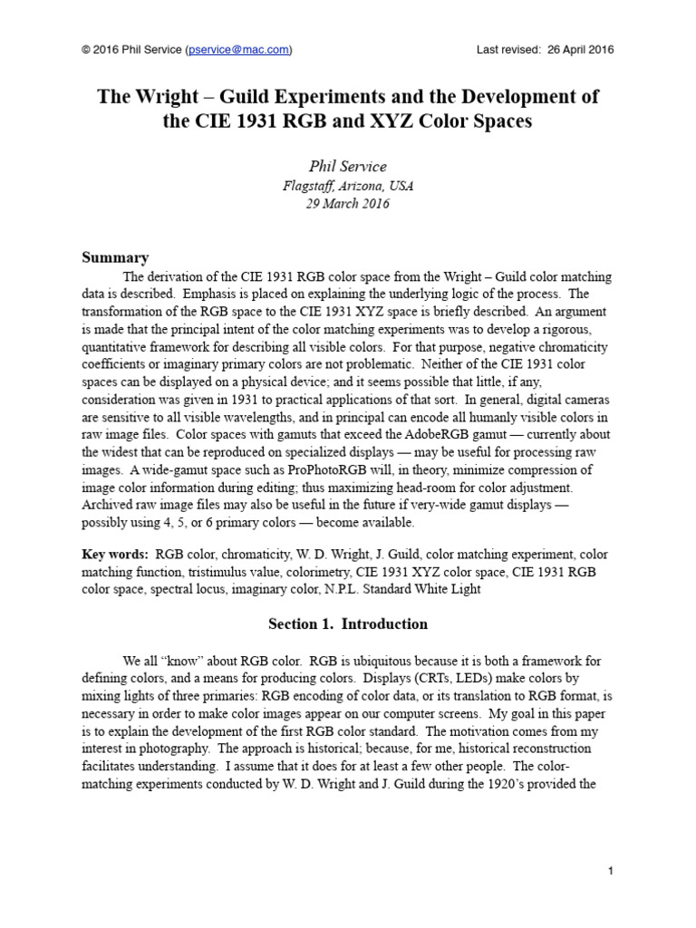 Wright-Guild and CIE RGB and XYZ - Pages | PDF