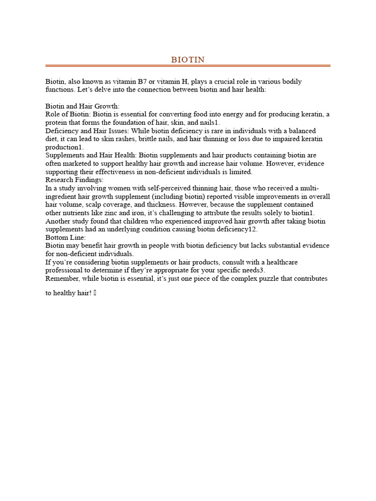 BIOTIN | PDF | Lifestyle