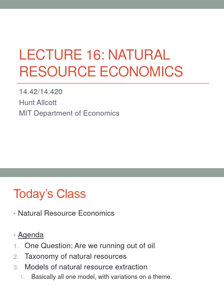 MIT Open Cources Natural Resources Economics Overview | PDF