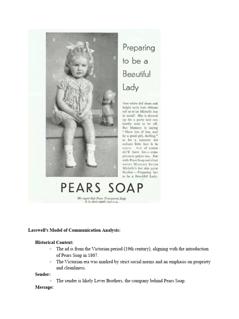 Pears Soap Ad Analysis | PDF | Beauty | Advertising