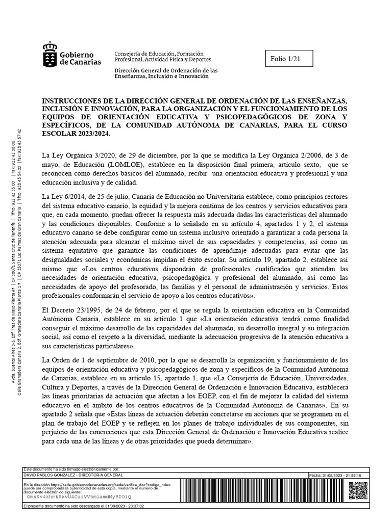 Instrucciones Eoep 23 24 | PDF