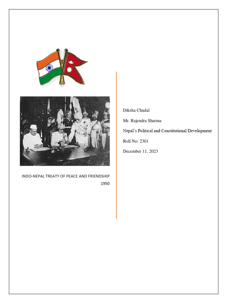 Indo-Nepal Friendship Treaty | PDF