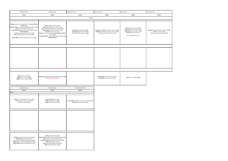 A Level Students Mock Timetable | PDF | Mathematics | Science