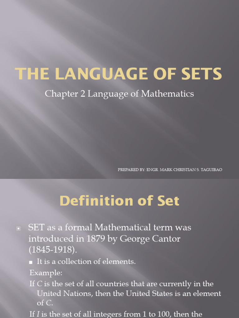 Chapter 2 Language of Sets 1.Pptx | PDF