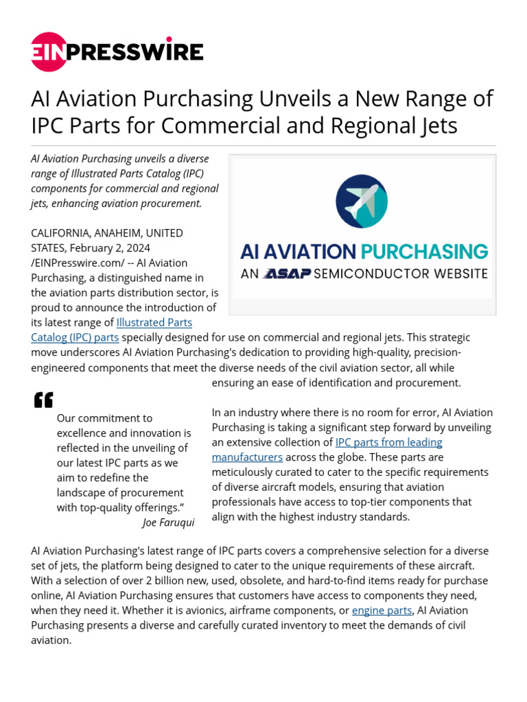 EINPresswire 685647296 Ai Aviation Purchasing Unveils A New Range of ...