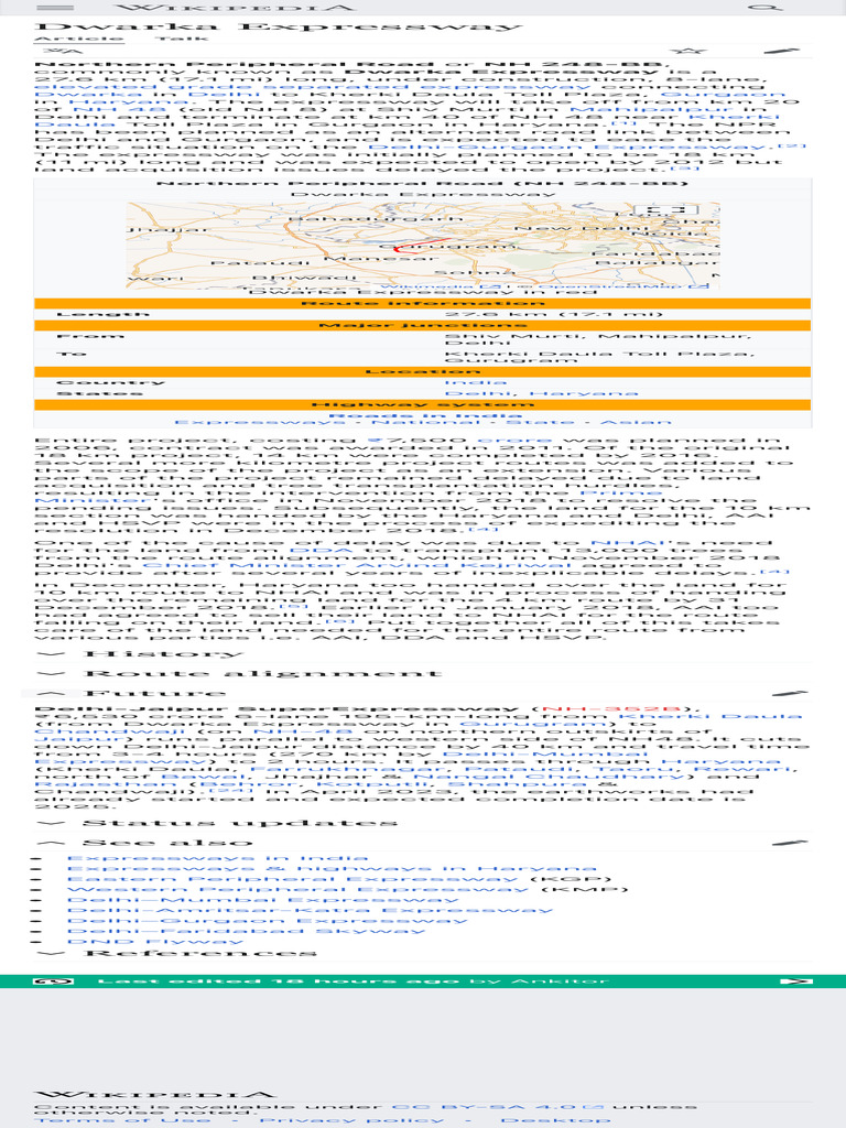 Dwarka Expressway - Wikip | PDF